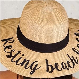 Boutique | Accessories | Resting Beach Face Wide Brim Floppy Sun Hat ...